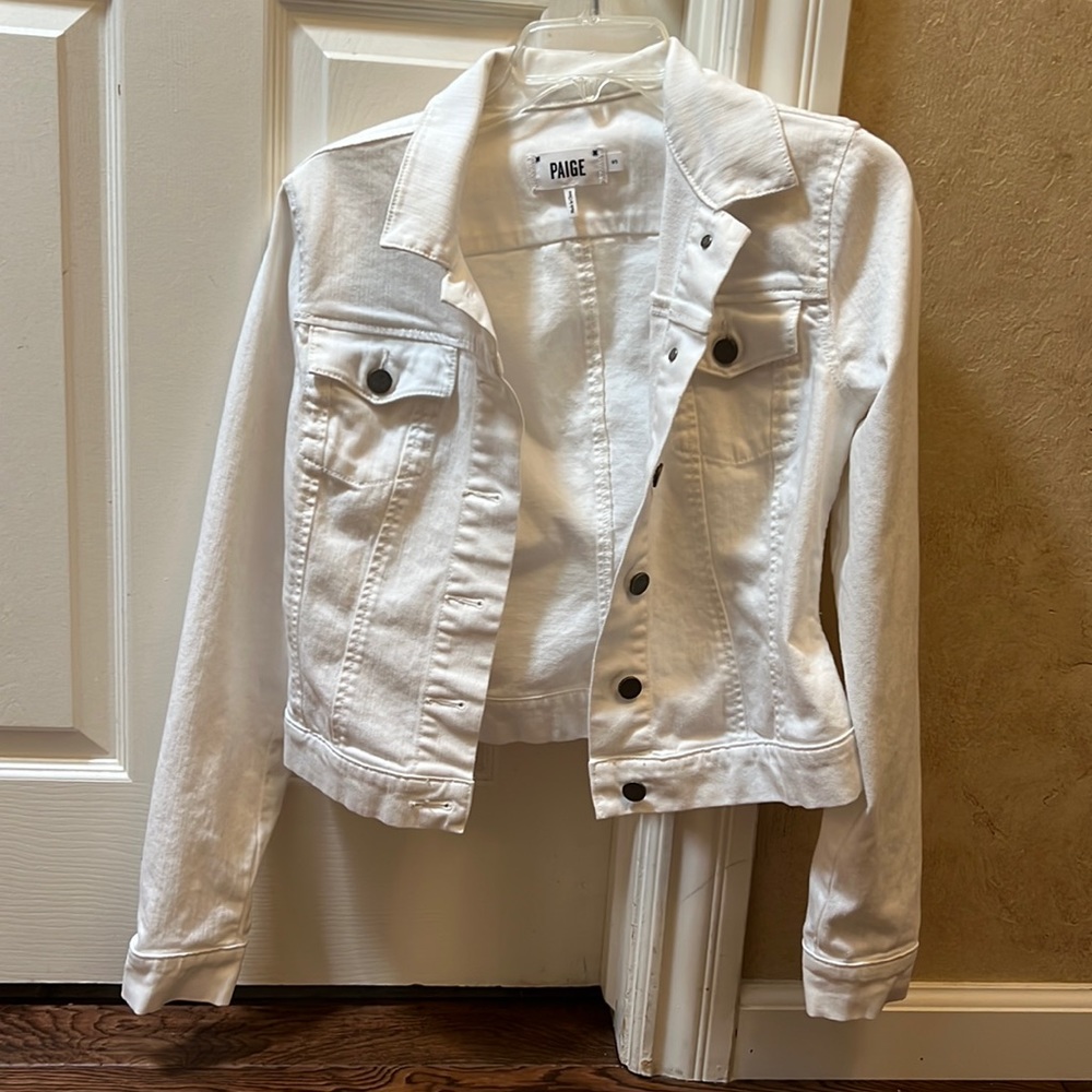 Paige Relaxed Vivienne White Denim Jacket - Gem